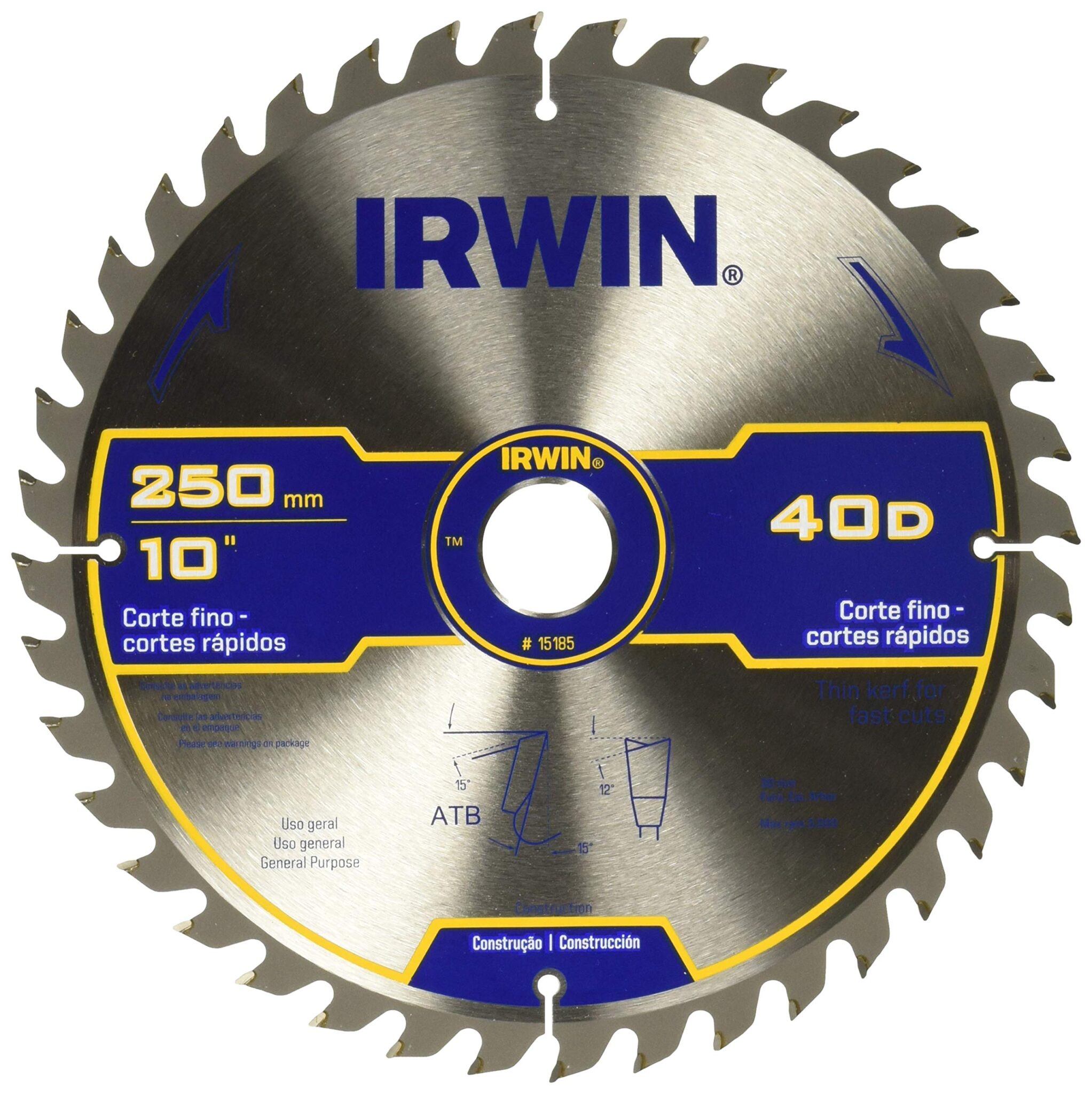SIERRA CIRCULAR 10" 40 DIENTES IRWIN 15185 - Equipos y soluciones